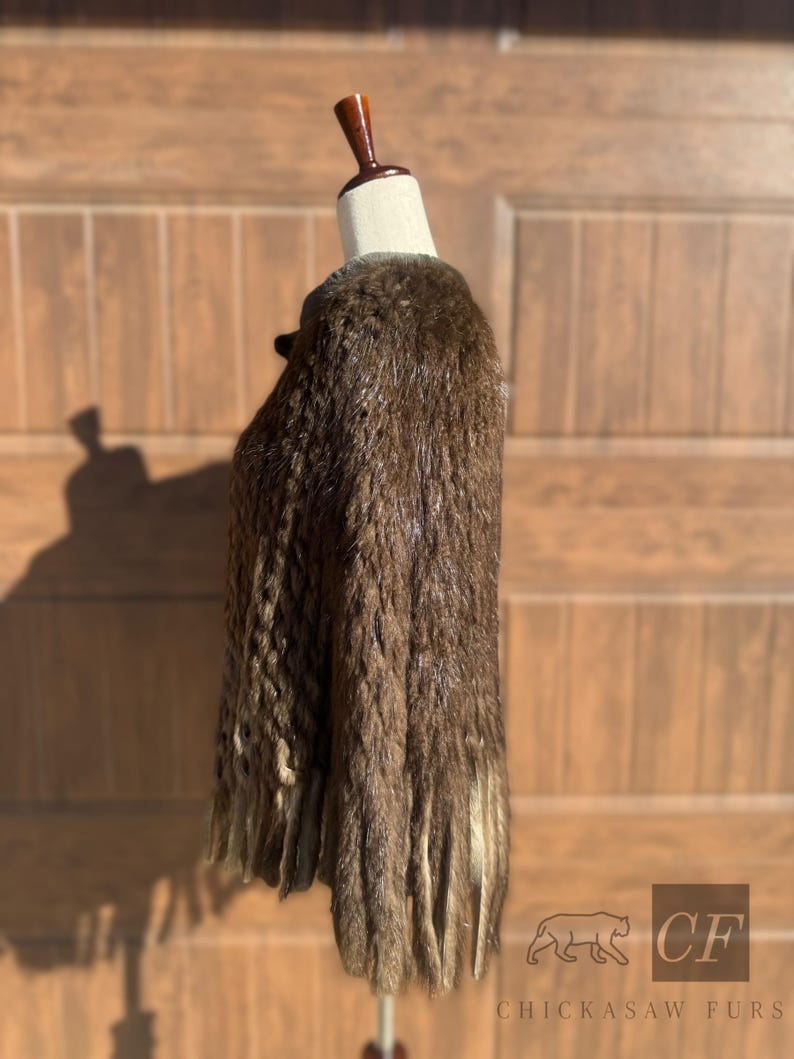 One Size Knitted Long Haired Beaver Fur Poncho by Jean Crisan of Canada ...