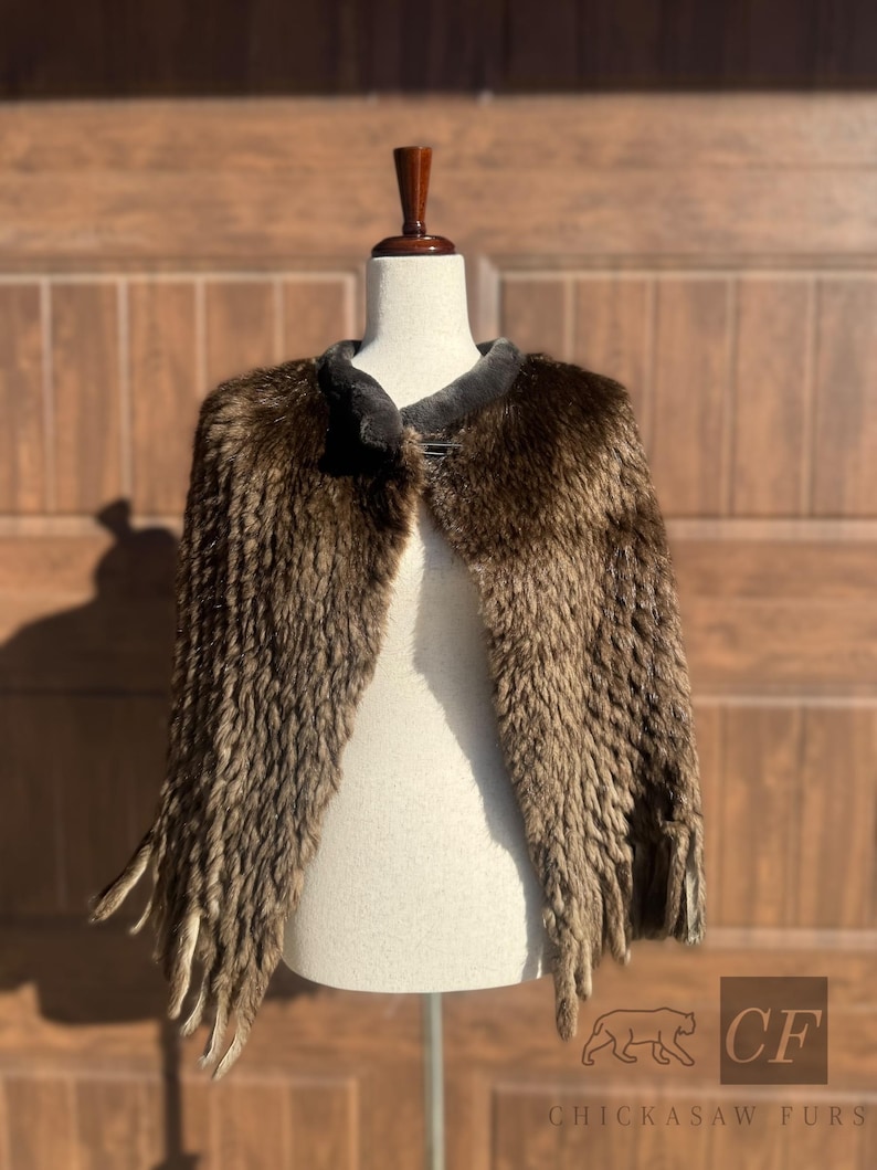 One Size Knitted Long Haired Beaver Fur Poncho by Jean Crisan of Canada ...