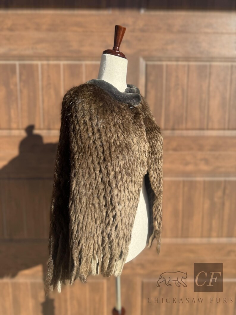 One Size Knitted Long Haired Beaver Fur Poncho by Jean Crisan of Canada ...