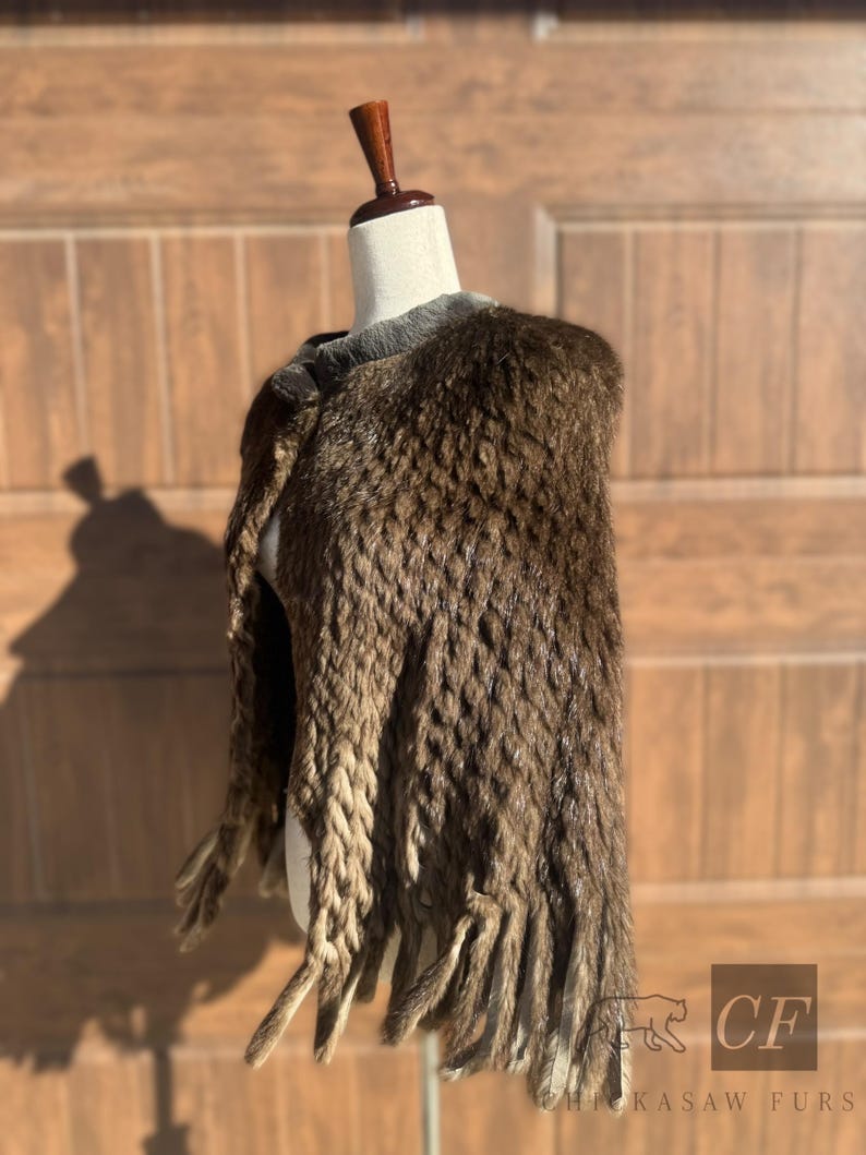 One Size Knitted Long Haired Beaver Fur Poncho by Jean Crisan of Canada ...