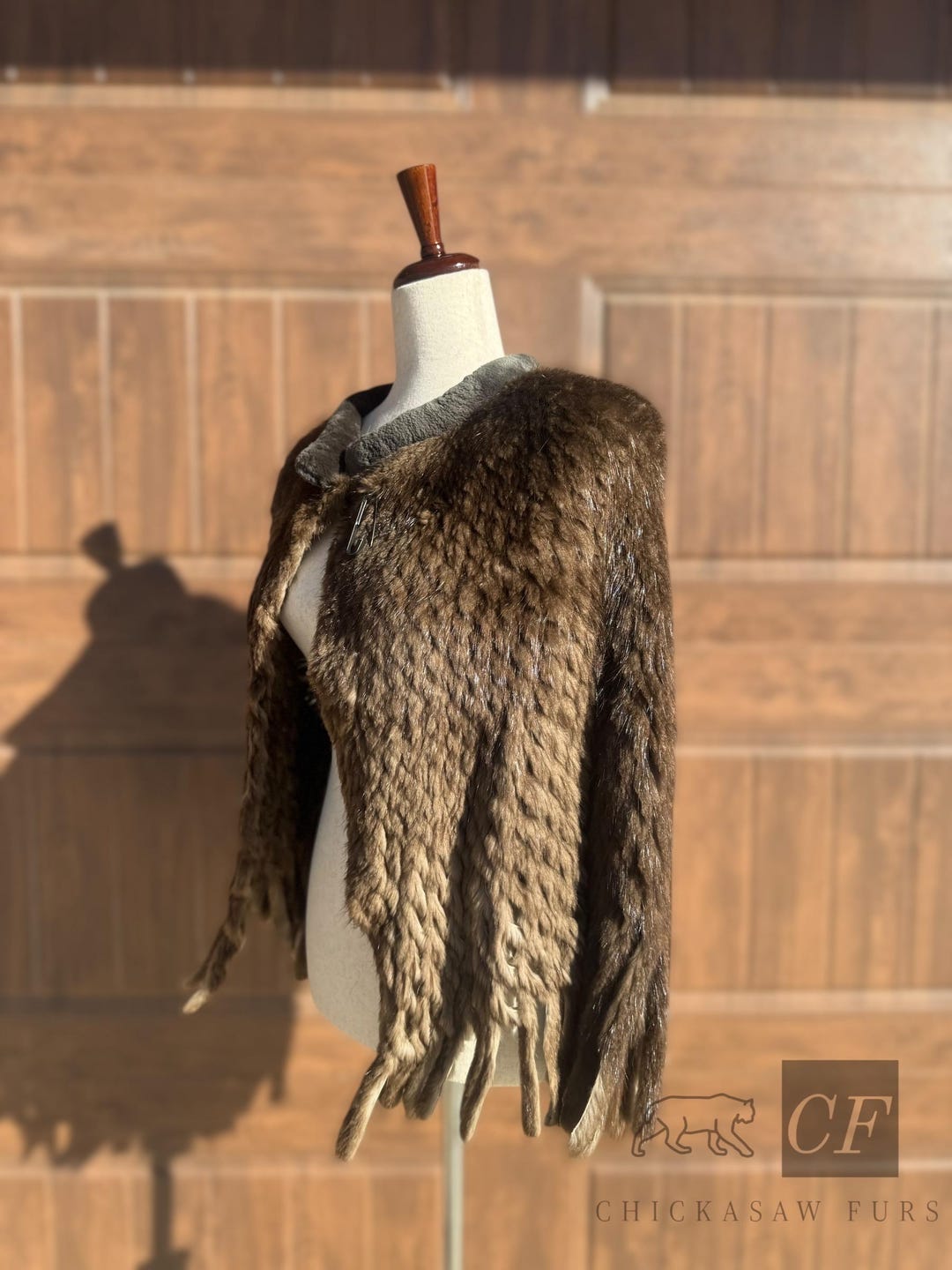 One Size Knitted Long Haired Beaver Fur Poncho by Jean Crisan of Canada ...