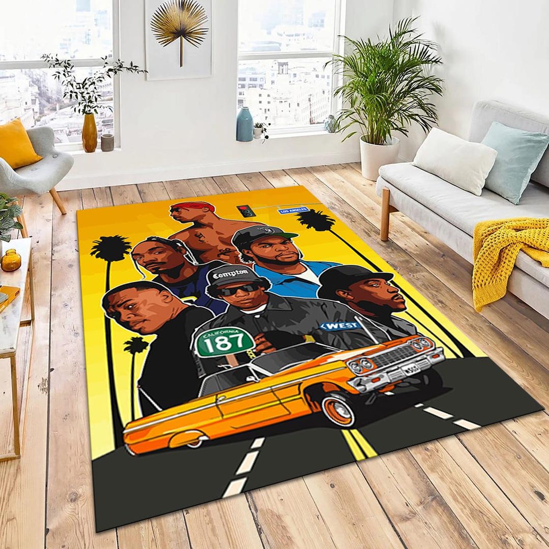West Coast Hip Hop Rug, Rap Stars Collage, Music Decor - Etsy