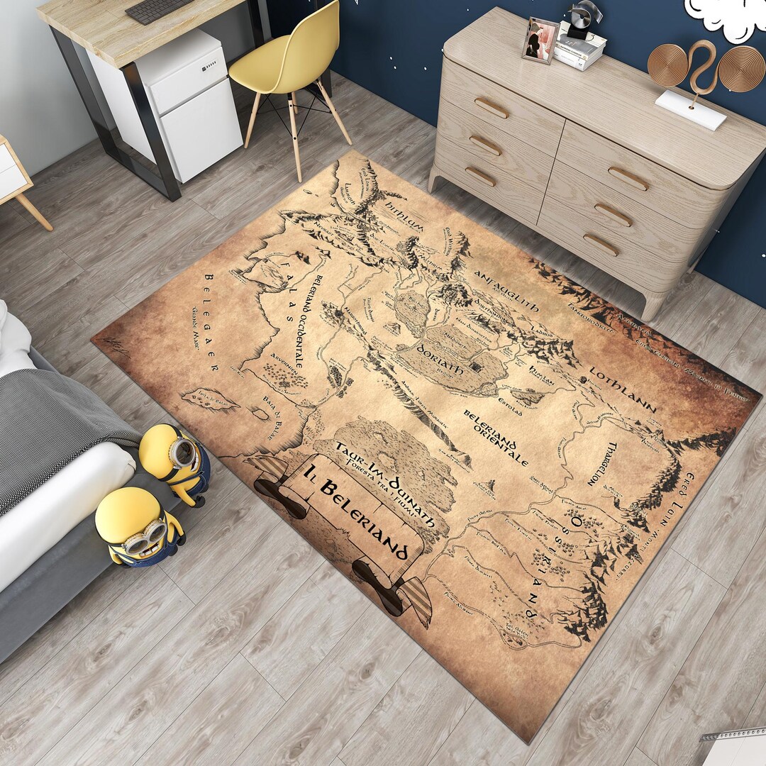 Beleriand Map, Map Rug, LOTR Map Rug, Map Decor, Living Room Rug, Young ...