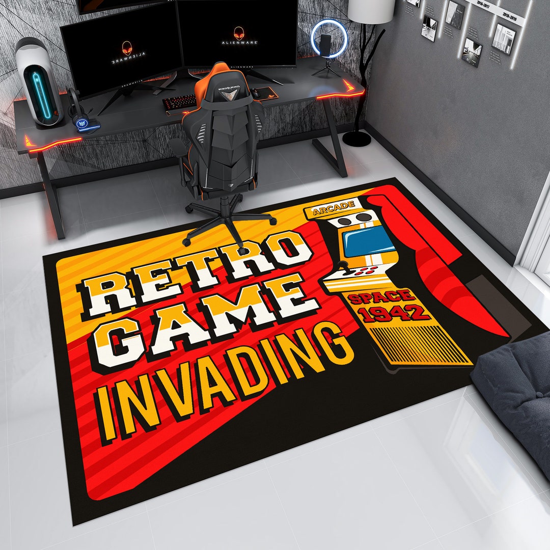 Retro Game Invading Rug,gamer Rug,gaming Rug,game Rug,colorful Rug,play ...