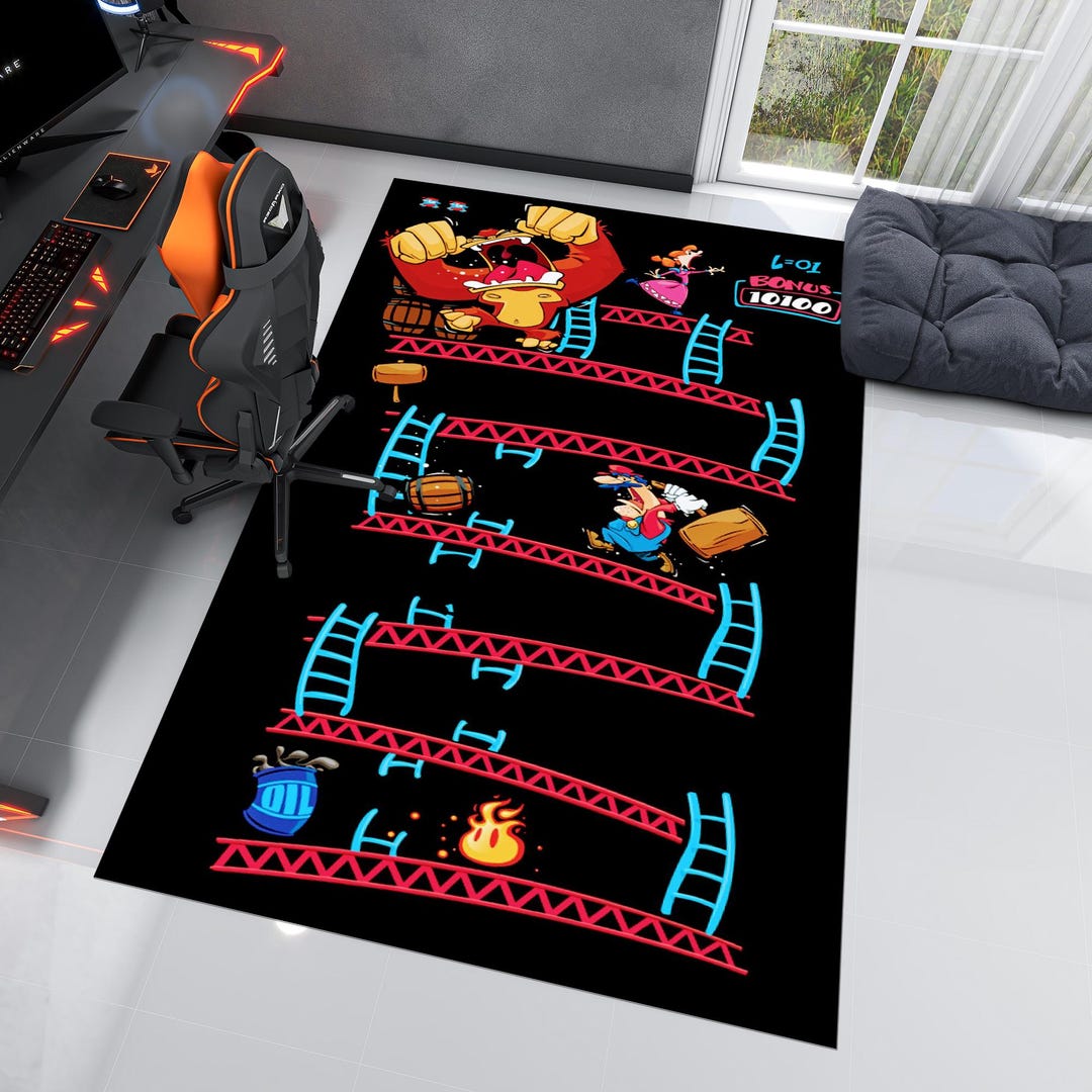 Donkey Kong Arcade Rug, Funny Arcade Rug, Retro Rug, Gamer Rug, Gaming ...