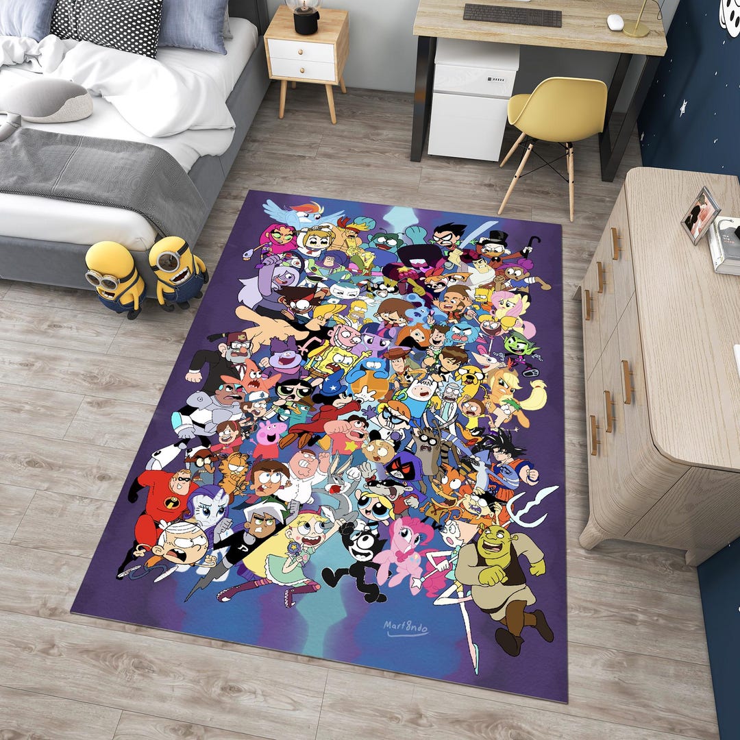 Cartoon Characters Rug, Mix Rug, Cartoon Rug, Kids Room Rug, Gift for ...