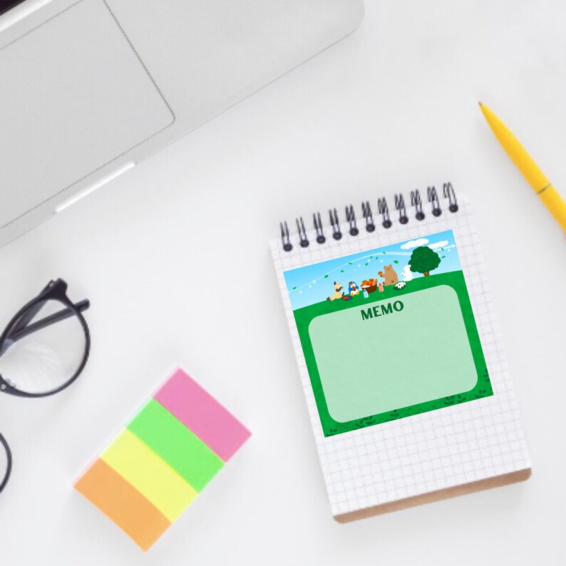 Cute Animals Picnic Adhesive Sticky Note 3M Post-it® Journal Decor ...