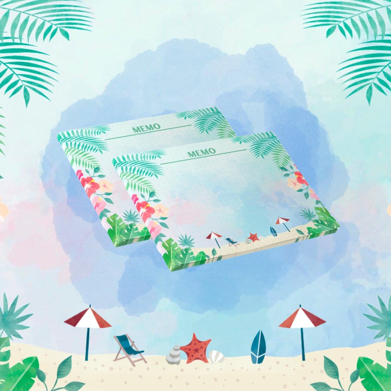 3M Post-it® Adhesive Summer Sticky Note Pad Dotted Grid Beach Vacation ...