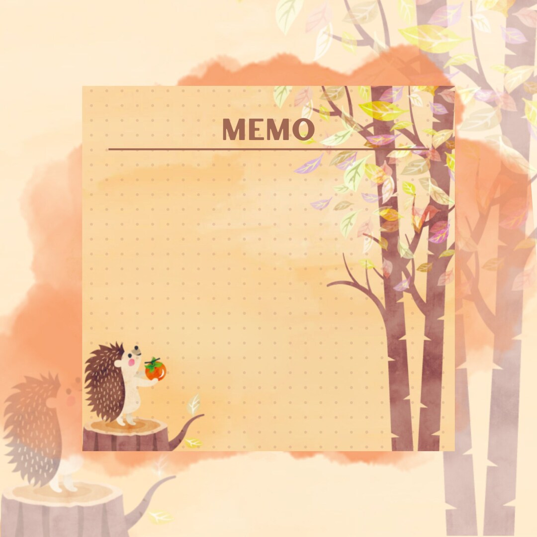 3M Post-it® Adhesive Orange Cute Hedgehog Sticky Note Pad Dotted Grid ...