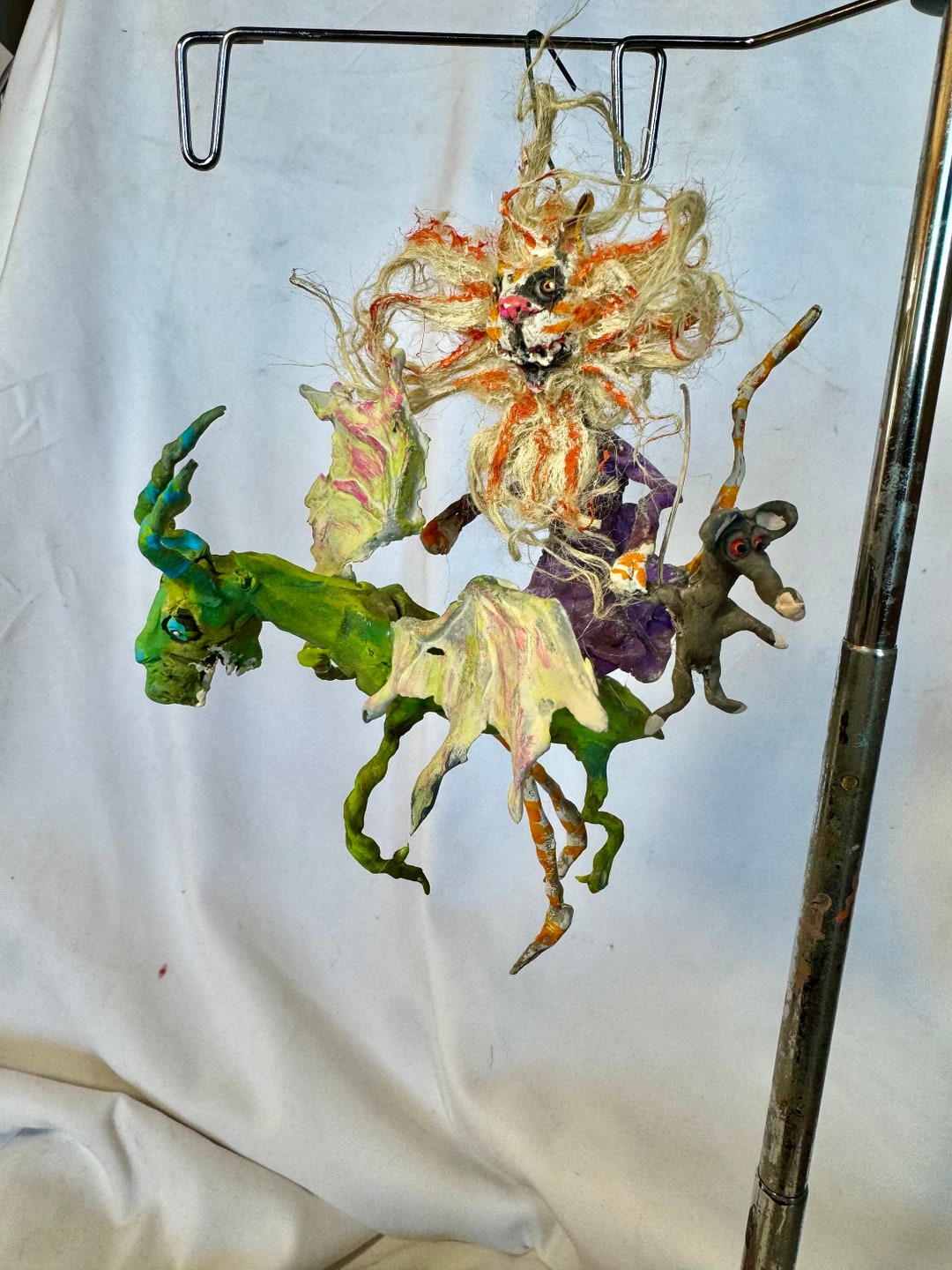 Handsculpted Papermache Primitive Halloween Creepy Vintage Style Tabby ...