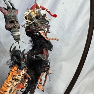 Primitive Papermache Handmade Creepy Halloween Witch Riding Circus ...