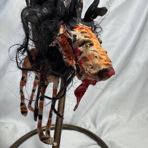 Primitive Papermache Handmade Creepy Halloween Witch Riding Circus ...