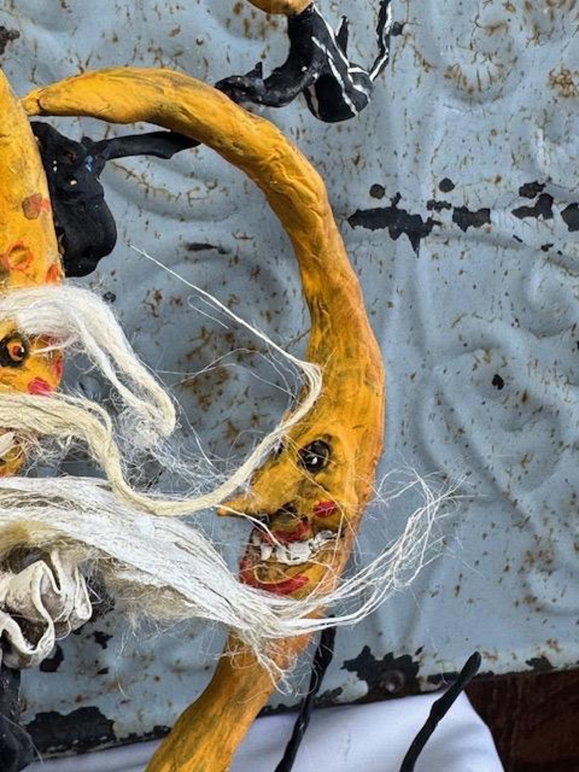 Handsculpted Papermache Vintage Style Halloween Moon Sleigh Moonman ...