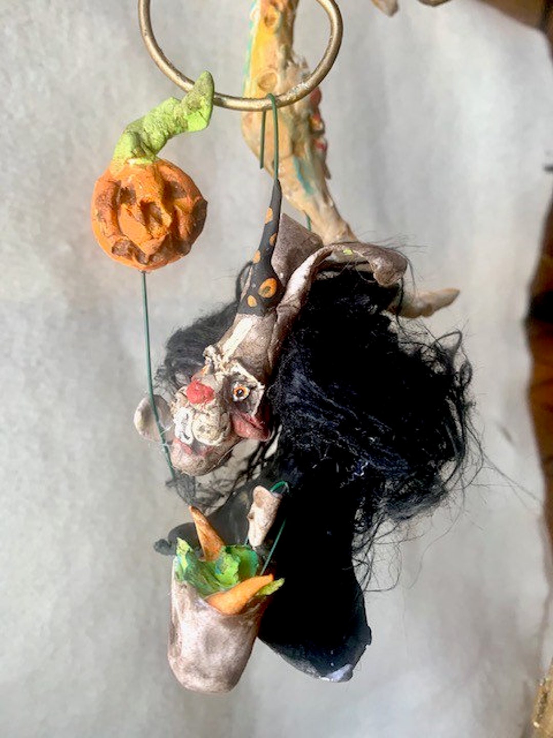 Handsculpted Primitive Papermache Halloween Creepy Hunched Rabbit in ...