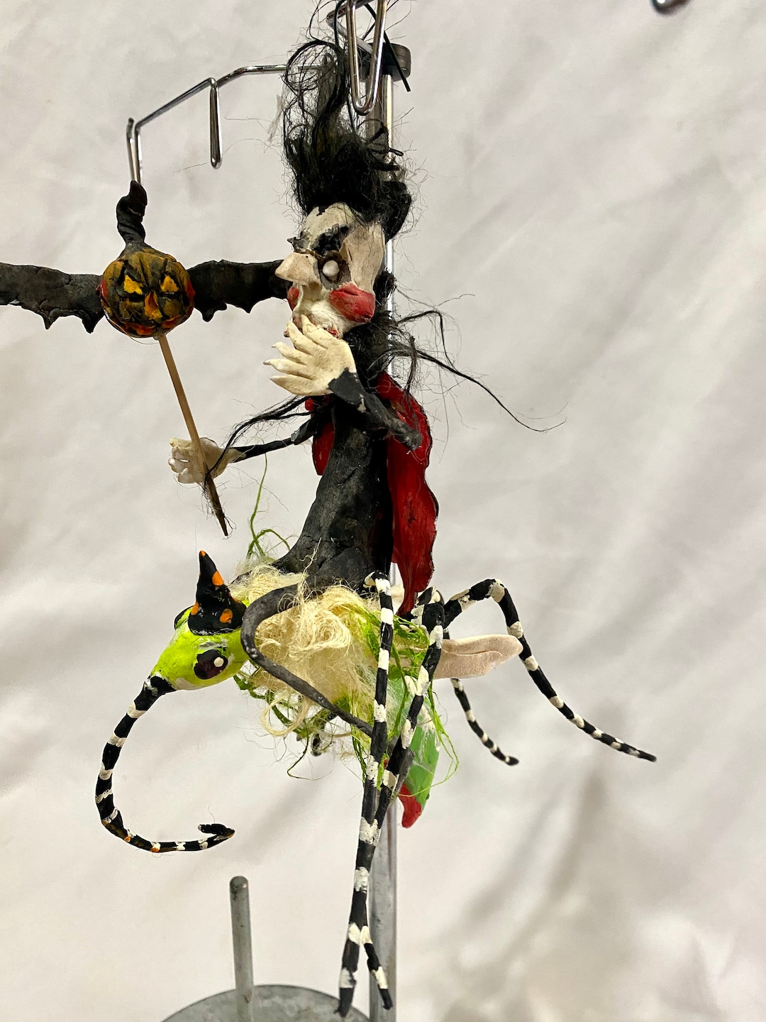 Primitive Papermache Handmade Creepy Halloween Dracula With Punkin ...