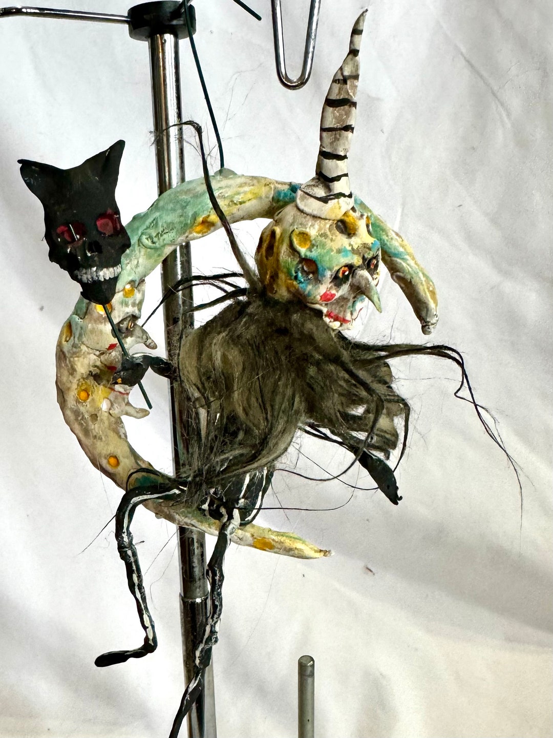 Primitive Papermache Handmade Halloween Creepy Moonman Sitting on ...