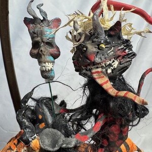 Primitive Papermache Handmade Creepy Halloween Witch Riding Circus ...