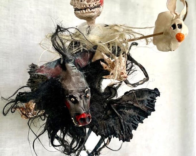 Hand Sculpted Paper Mache Vintage Style Creepy Halloween Jack Skeleton ...