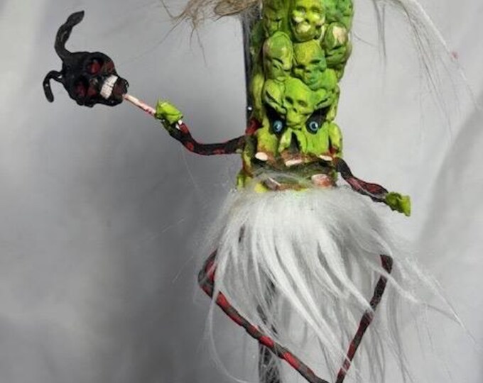 Hand Sculpted Paper Mache Creepy Holiday Pickle Covered in Skulls and ...