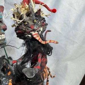 Primitive Papermache Handmade Creepy Halloween Witch Riding Circus ...