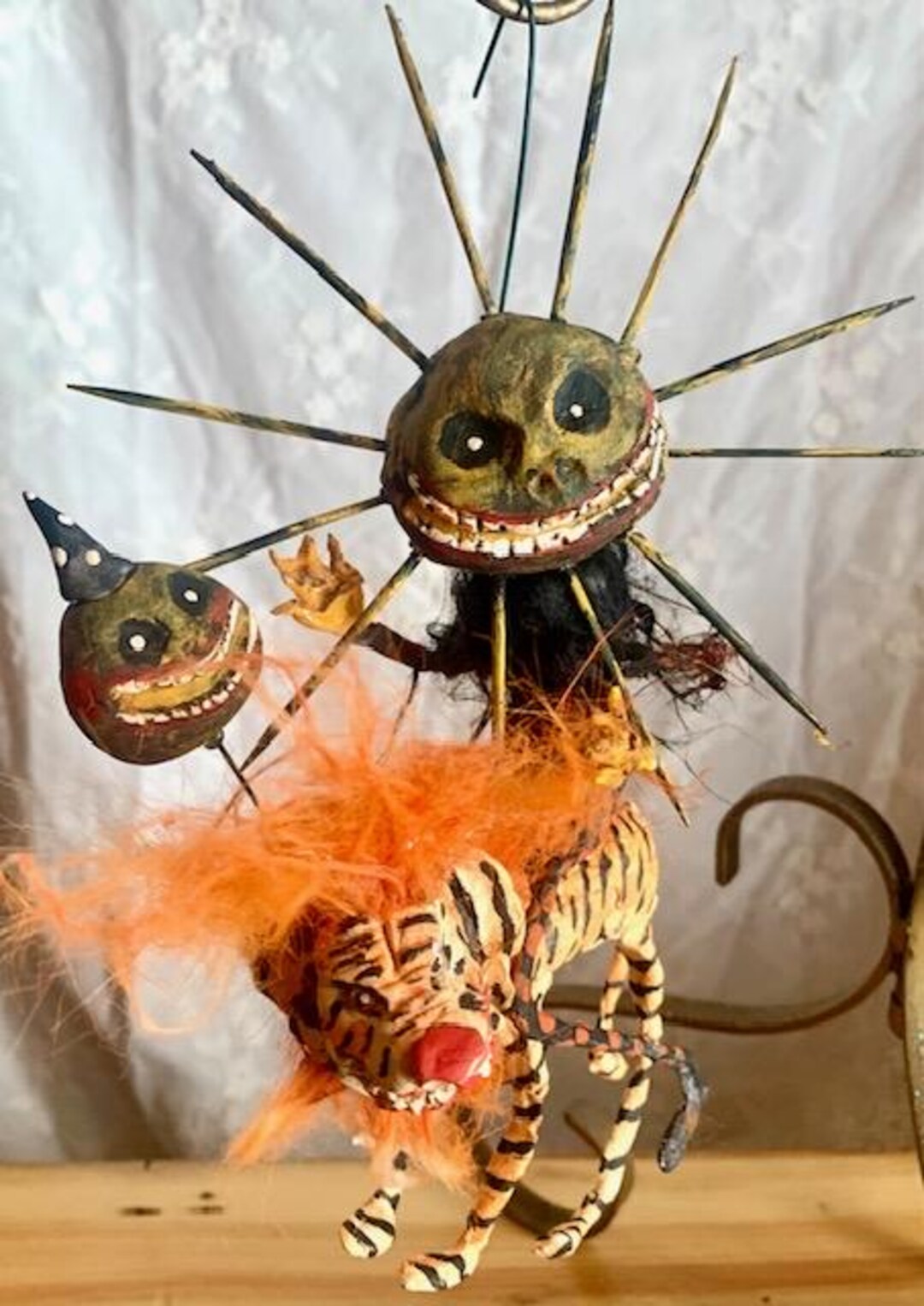 Handsculpted Papermache Vintage Style Creepy Halloween Evil Sunman ...