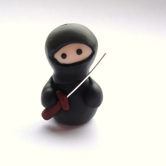 Items similar to Little Black Ninja with Sword on Etsy