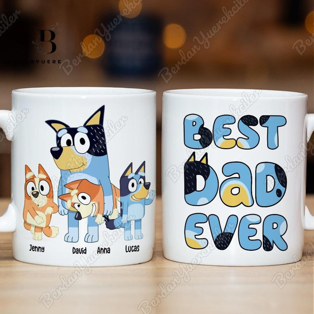 Bluey Dad Mug, Best Dad Ever Mug, Personalized Bluey Dad Mug, Bluey ...