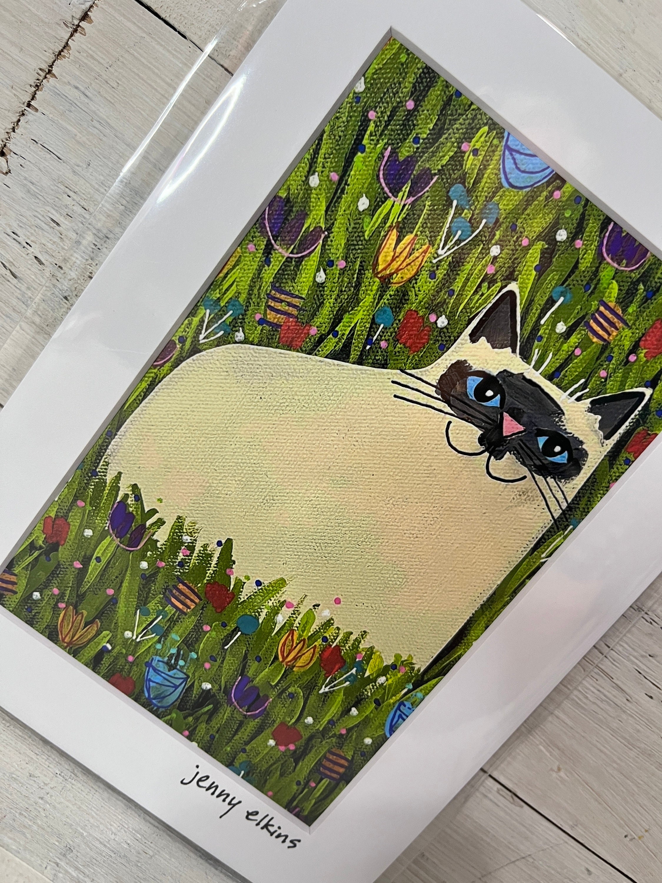 Signed ART Print 4 X 6 Image Siamese CAT Print by Jenny Elkins - Etsy