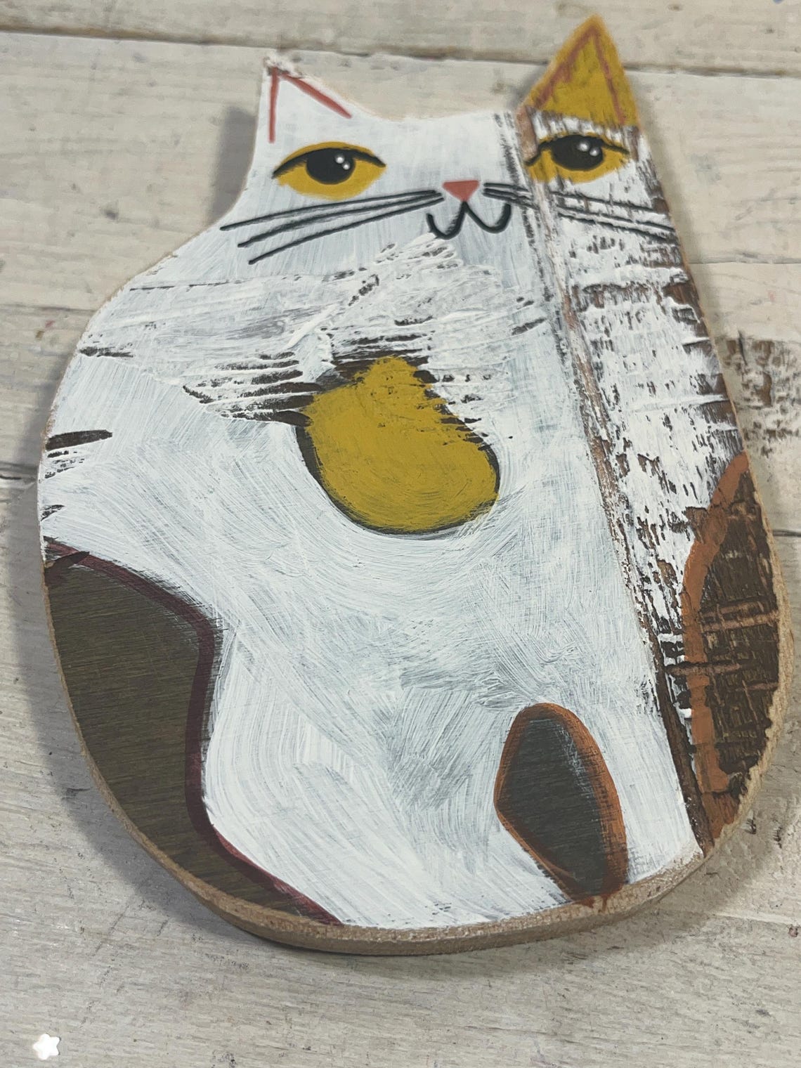 Handmade CALICO Cat Wood Cutout Wall Decor by Jenny Elkins - Upcycled ...