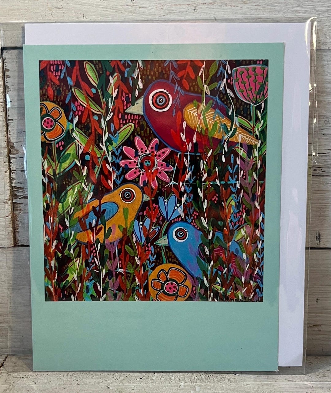 Colorful BIRDS Blank Card - Blank Greeting Card by Jenny Elkins ...