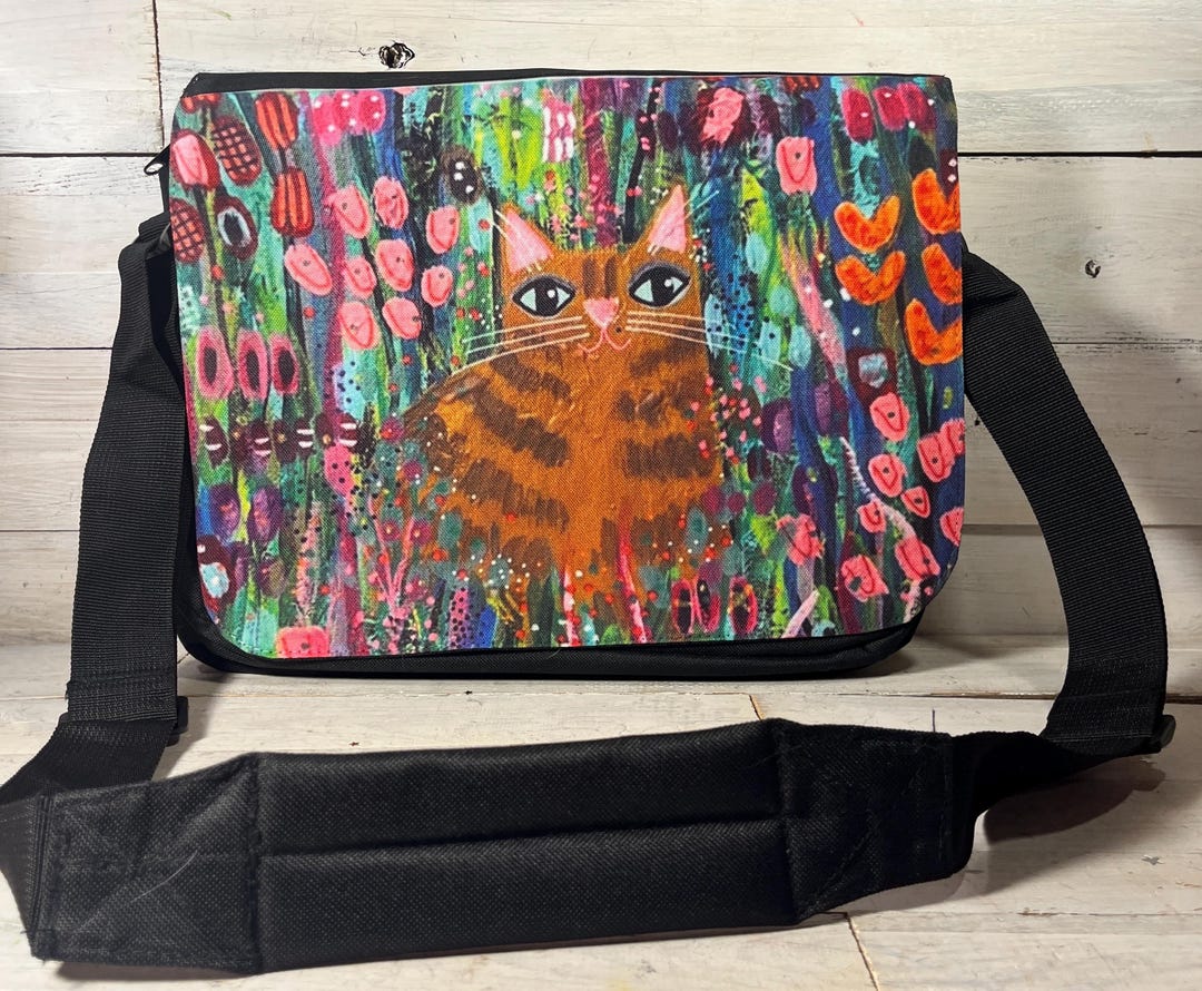 Ginger Cat in the Garden Messenger Sling BAG by Jenny Elkins - Cat ...