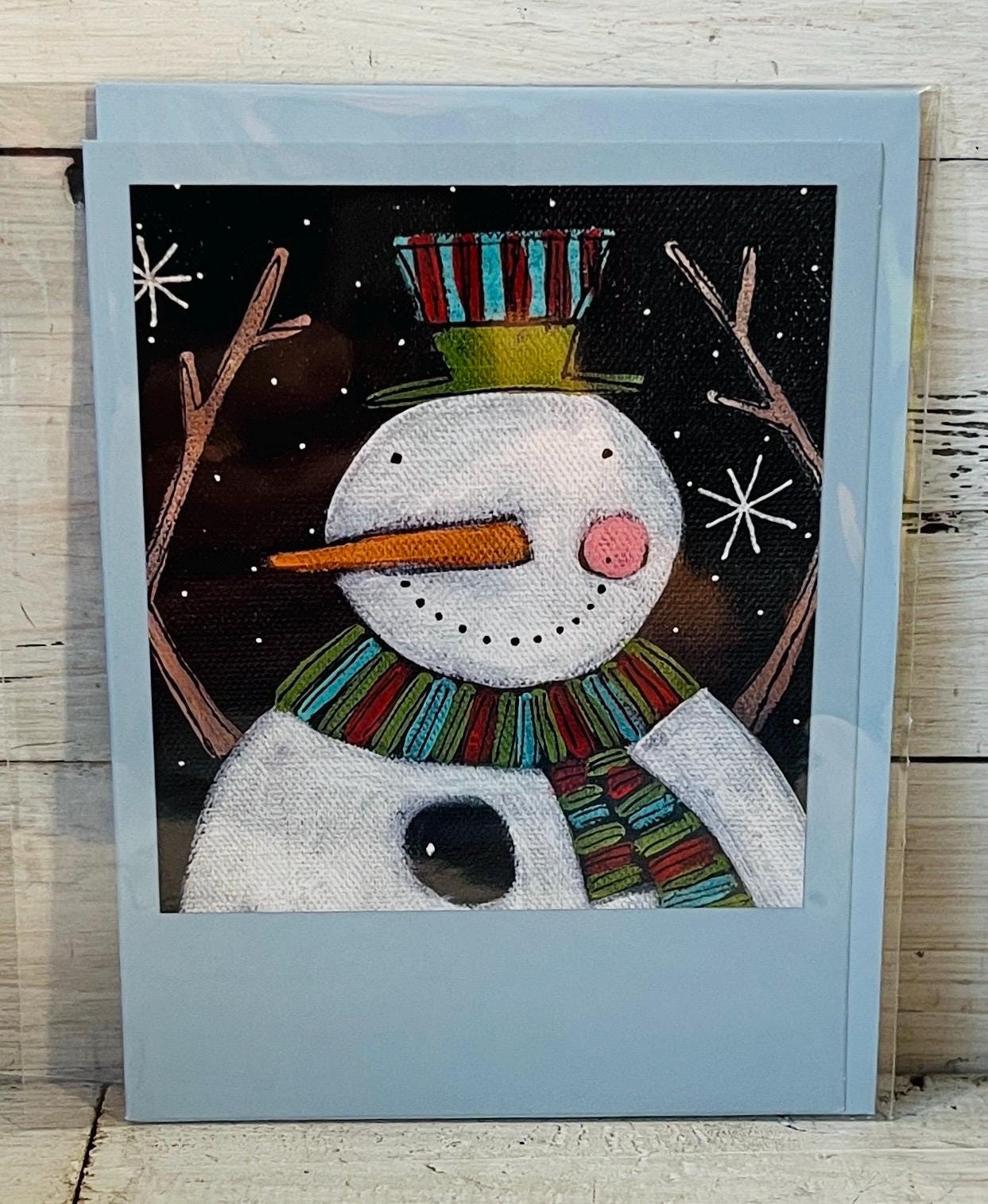 Snowman Blank Card - Blank Greeting Card by Jenny Elkins - Includes ...