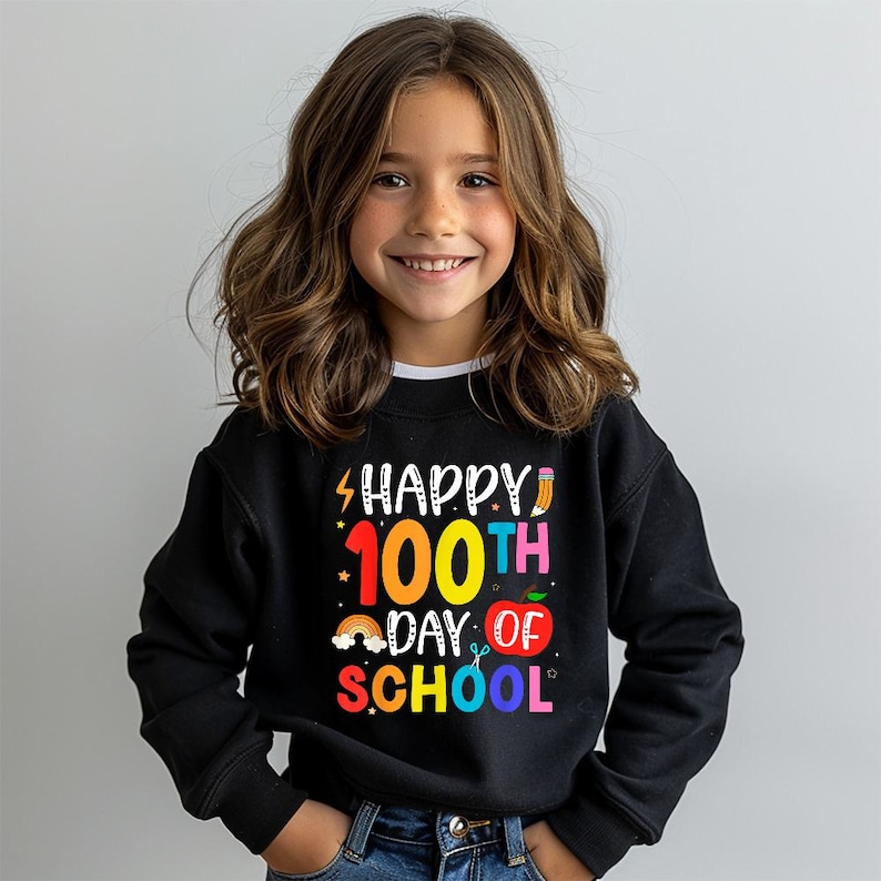 Happy 100 Days of School Rainbow Sweatshirt, Teacher Student 100th Day ...