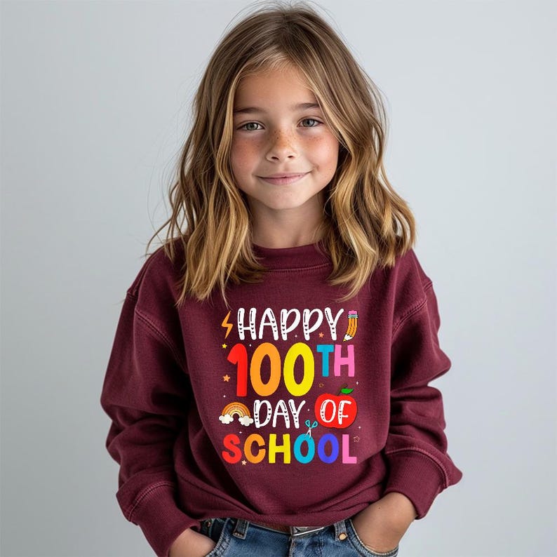 Happy 100 Days of School Rainbow Sweatshirt, Teacher Student 100th Day ...
