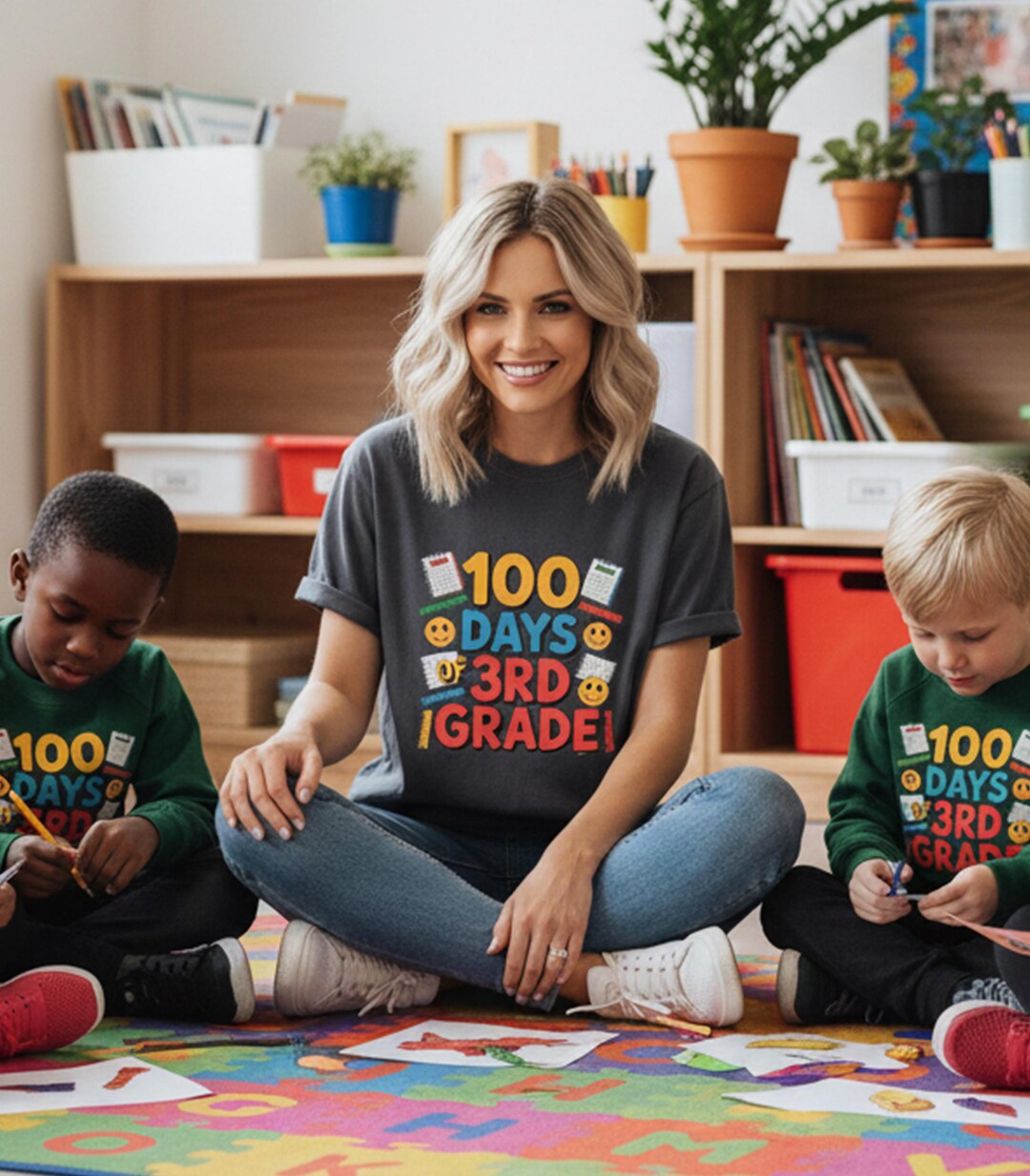 Matching Teacher Student 3rd Grade Shirt, Comfort Colors 100 Days of ...