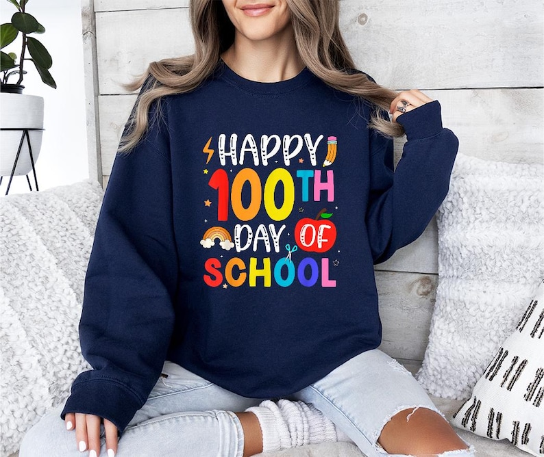Happy 100 Days of School Rainbow Sweatshirt, Teacher Student 100th Day ...