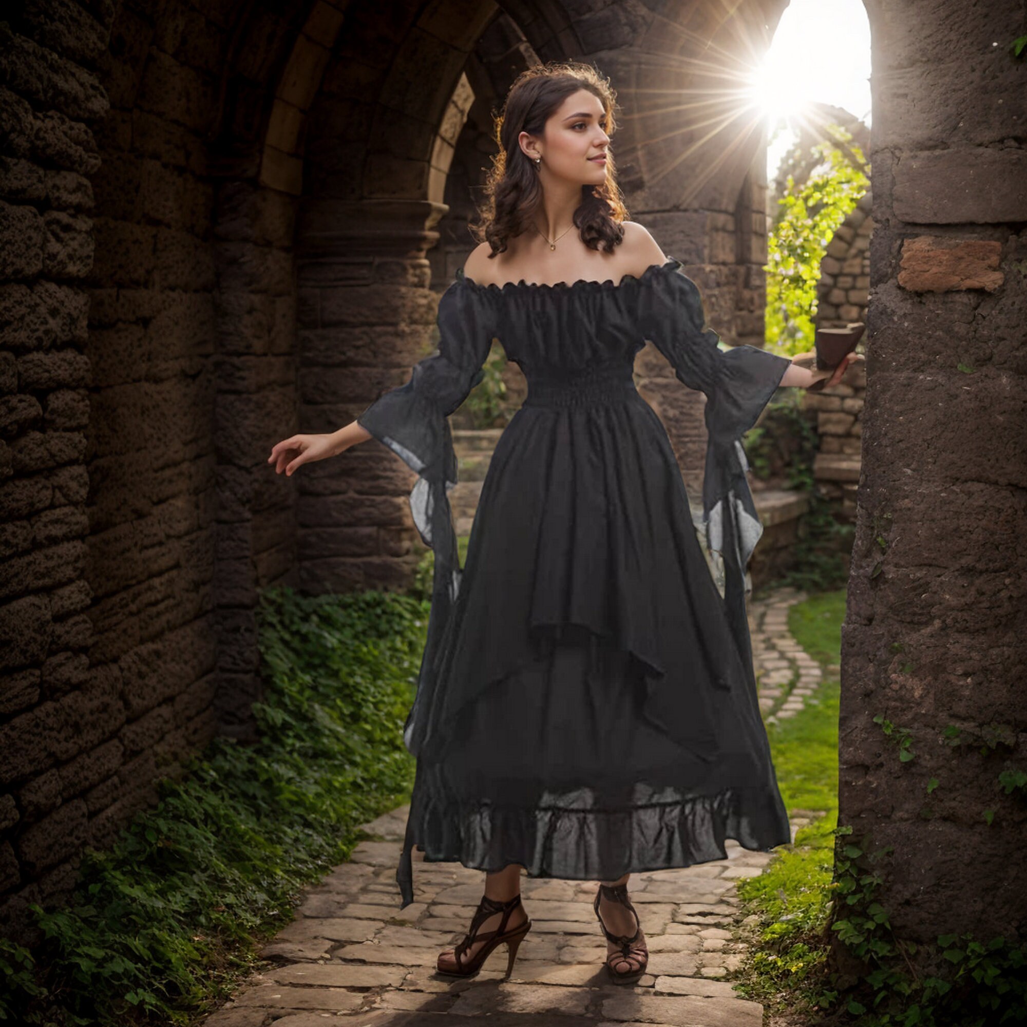 Women Medieval Dress, Victorian off Shoulder Gown, Renaissance Faire ...