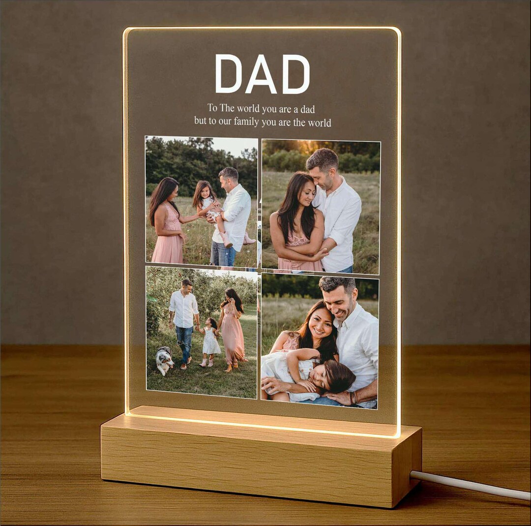 Personalized Grandpa Photo Collage Night Light, Family Photo Gift ...