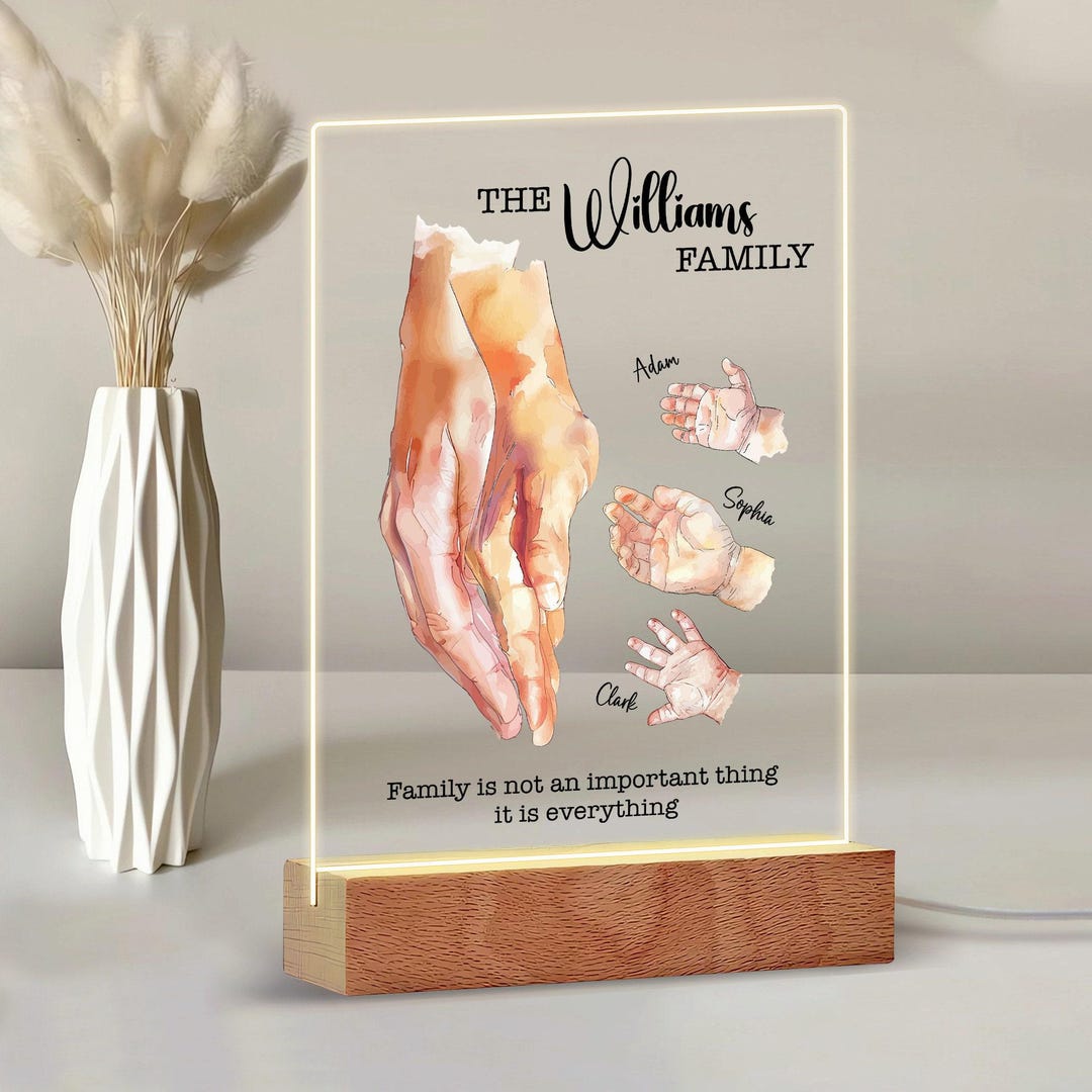 Daddy's Team Fist Bump Personalized Acrylic LED Night Light, Father's ...