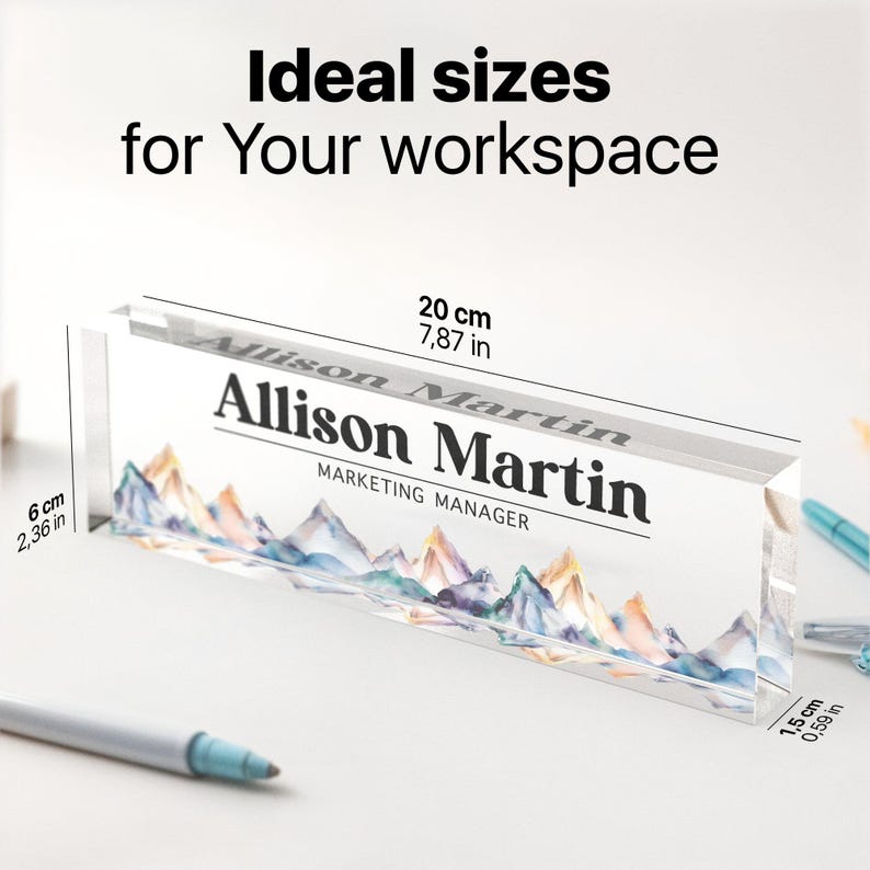 Personalized Acrylic Name Block, Custom Desk Name Plate With Wooden ...