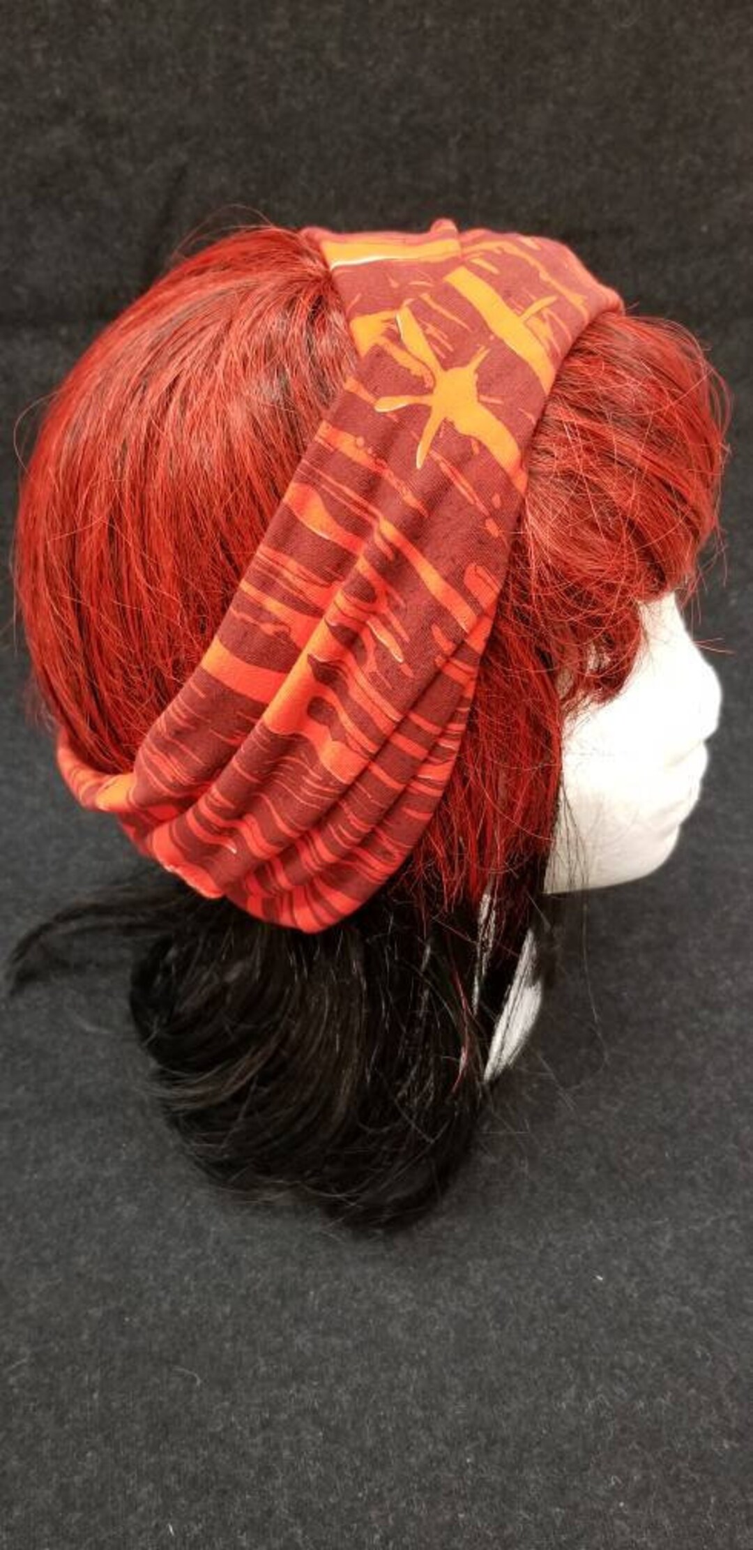 Blood Splatter Red Print Cotton/spandex Stretch Knit Twist Dread Turban ...