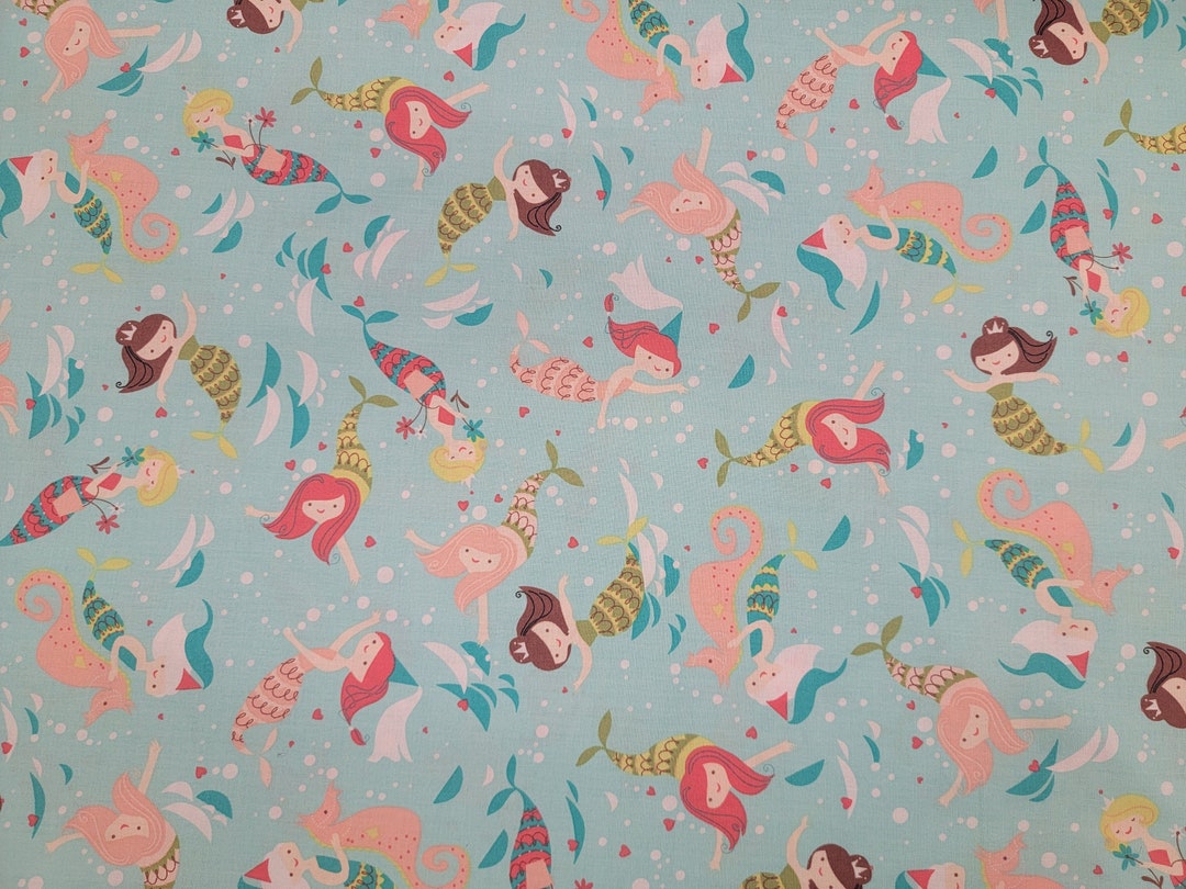 2/3 Yard Merry Mermaids 100% Woven Cotton - Etsy