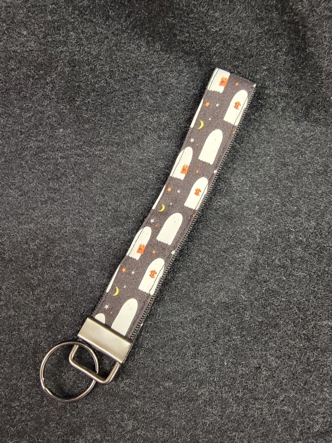 Sheet Ghosts on Black - Key Fob Wristlet - Etsy