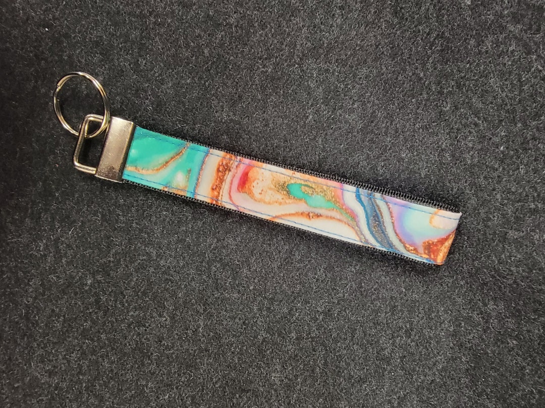 Rainbow Marble Tie Dye Print - Key Fob Wristlet - Etsy