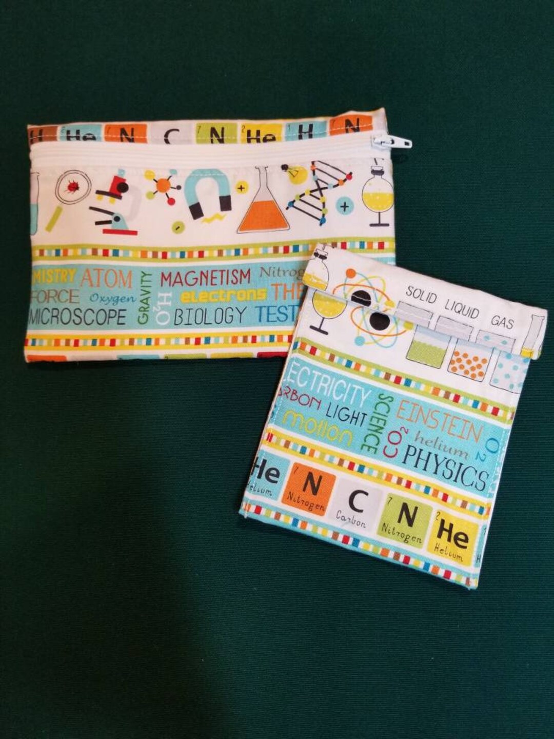 Reusable Snack Bag Set - Science Chemistry Elements Mini and Medium ...