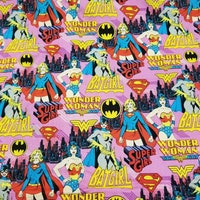 DC Comics Cotton Fabric Heroes in Action, Batman, Wonder Women, Flash ...