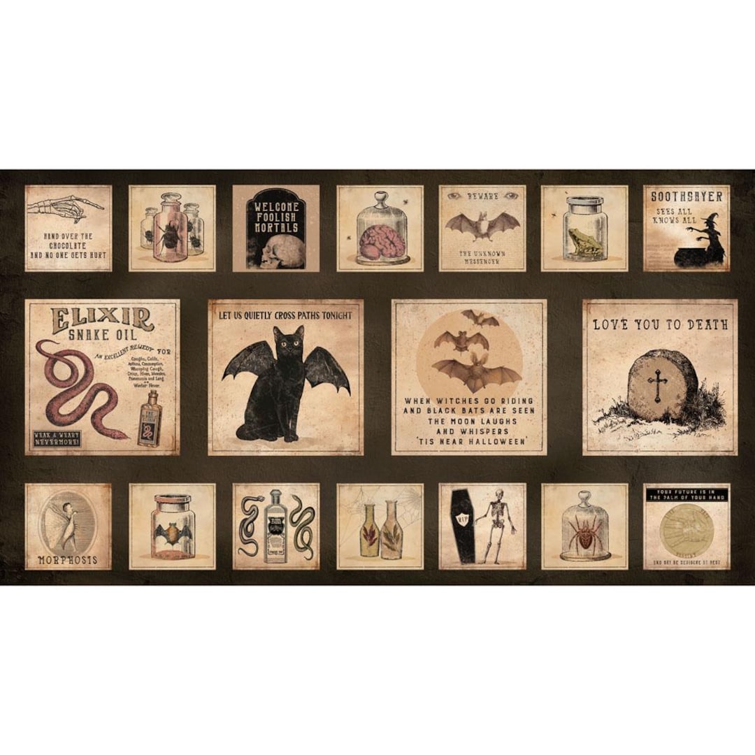 Gothic Halloween Blocks 24" Panel, Dan Dipaolo Clothworks Digital ...