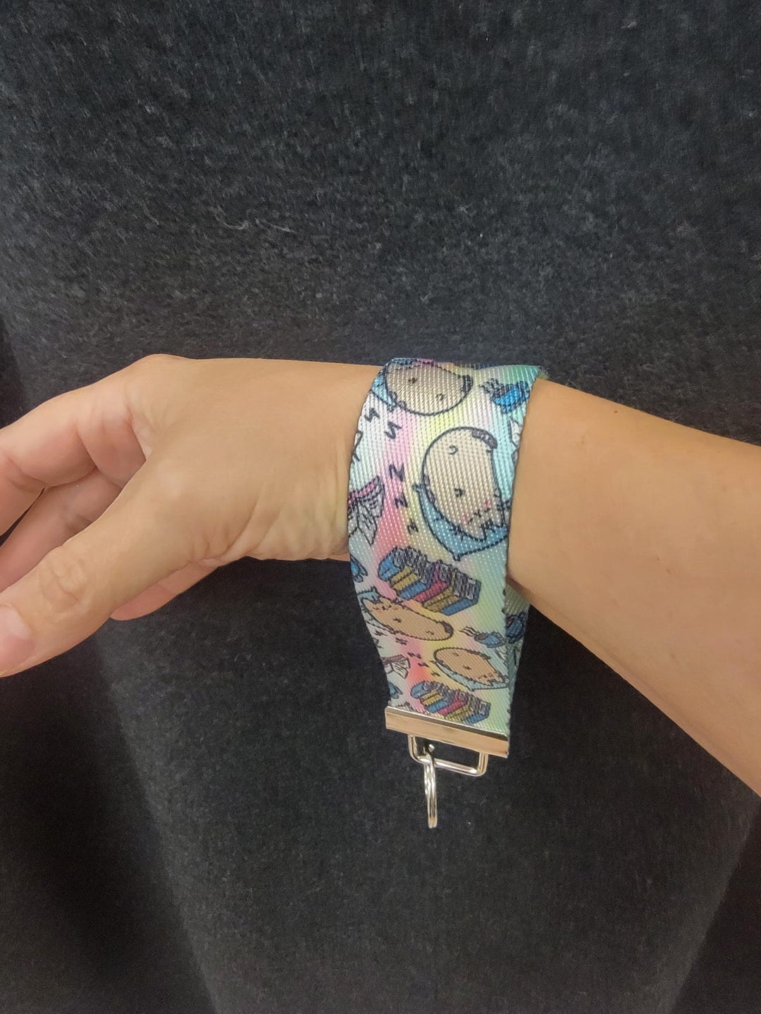 Kawaii Kitty Cat & Books - Wide Key Fob Wristlet - Etsy