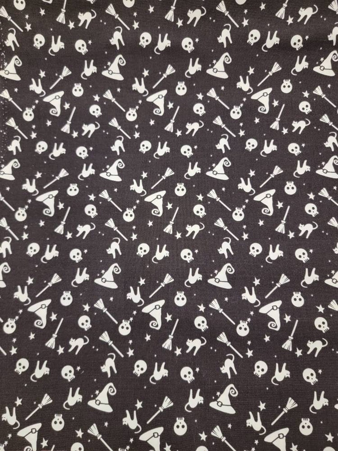 1/2 Yard Hey Bootiful Witch Icons Halloween Charcoal Glow in the Dark ...