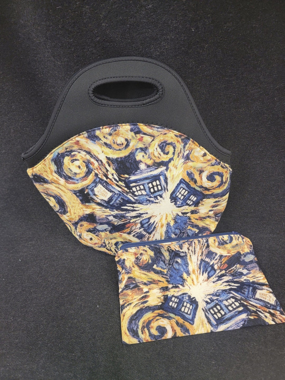 Reusable Neoprene Lunch Bag and Utensil/snack Zipper Pouch - Exploding ...